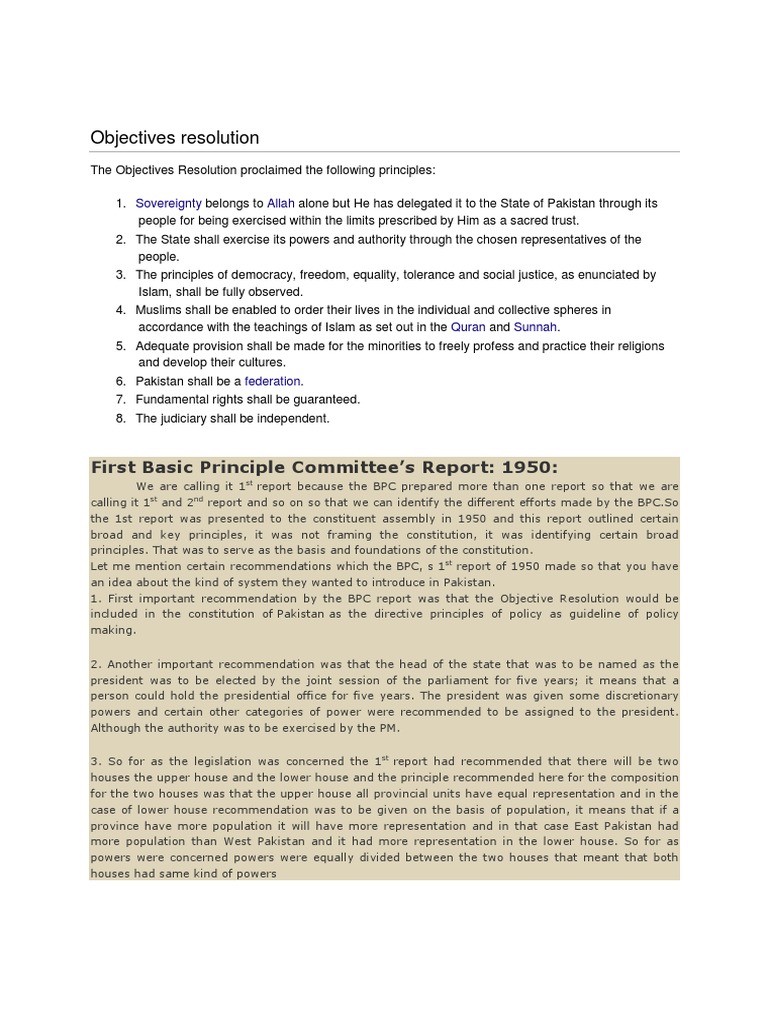 Objectives Resolution and Constitution Drafting | PDF | Public Sphere ...