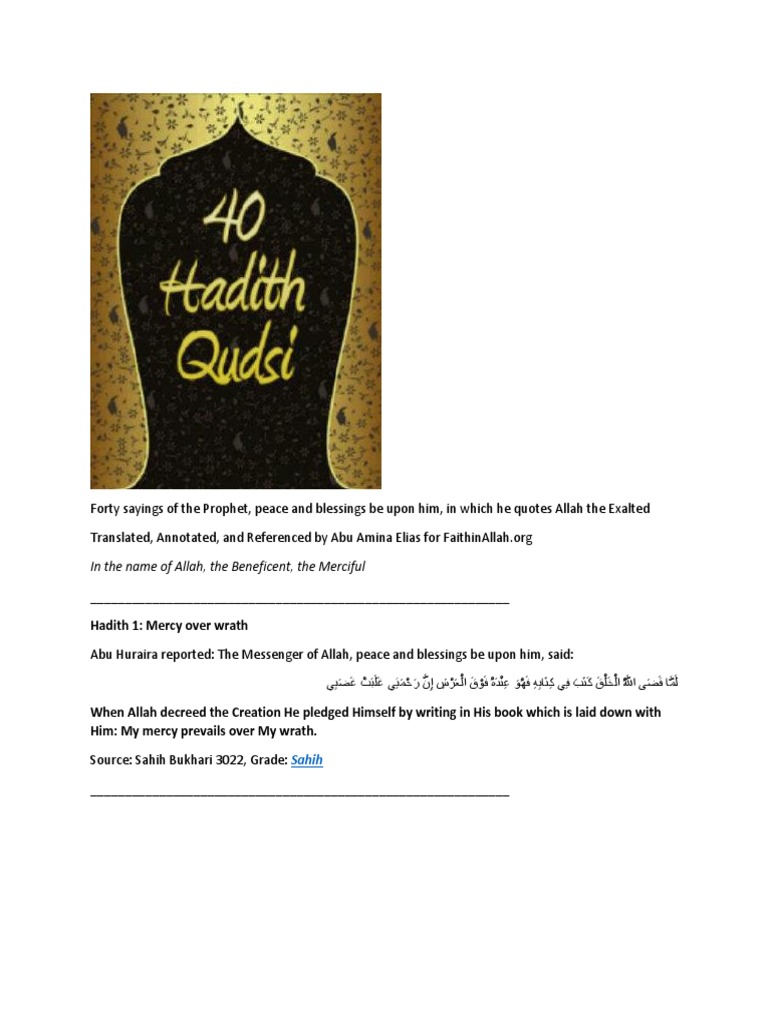 Forty Sacred Hadith Qudsi Arabic and English PDF | PDF | Sin | Muhammad