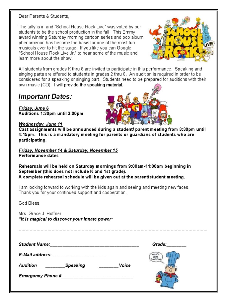 School Play Audition Form