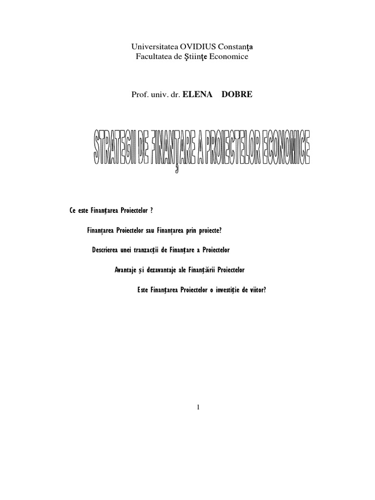 Strategii de Finantare A Proiectelor Economice | PDF