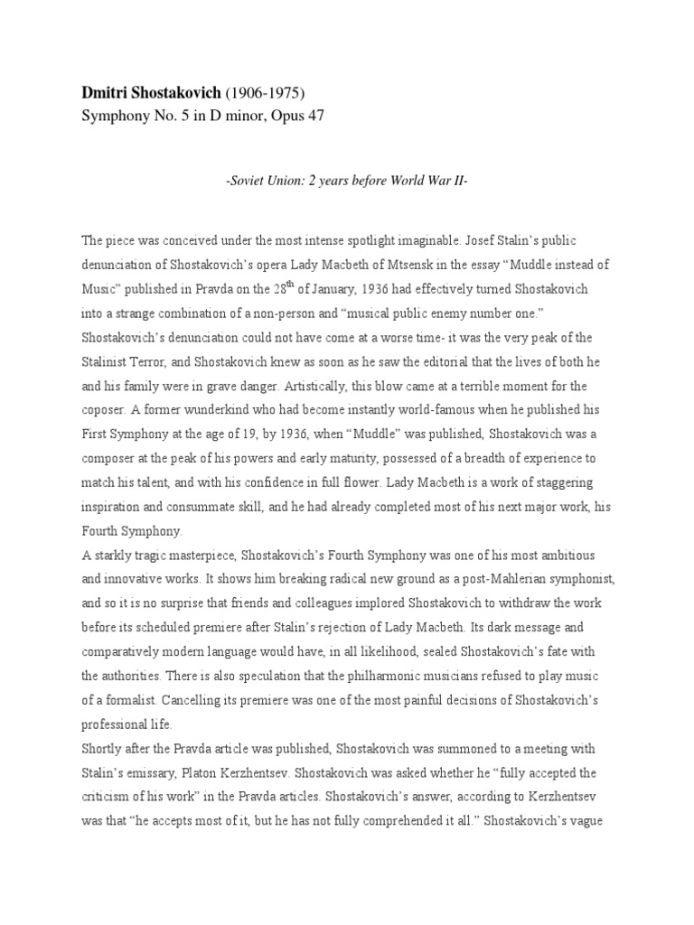 Shostakovich Symphony No 5 | PDF | Symphony No. 5 (Beethoven) | Symphony