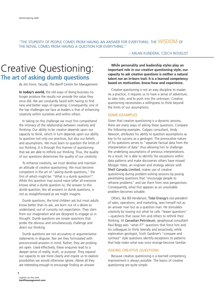 Creative Questioning PDF | PDF | Creativity | Question