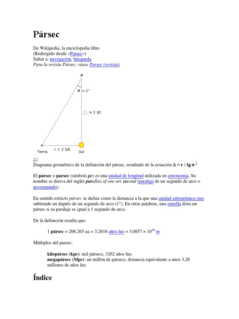 Definicion Parsec | Astronomía | Ciencia