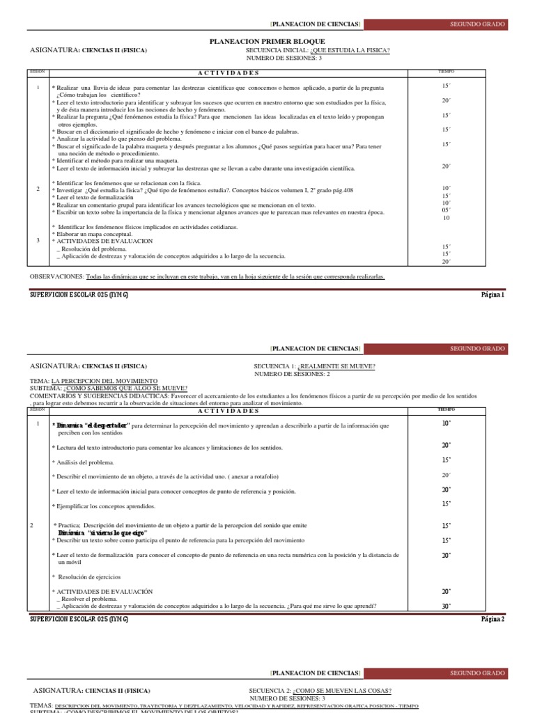 Planeacion de Ciencias Segundo Grado | PDF