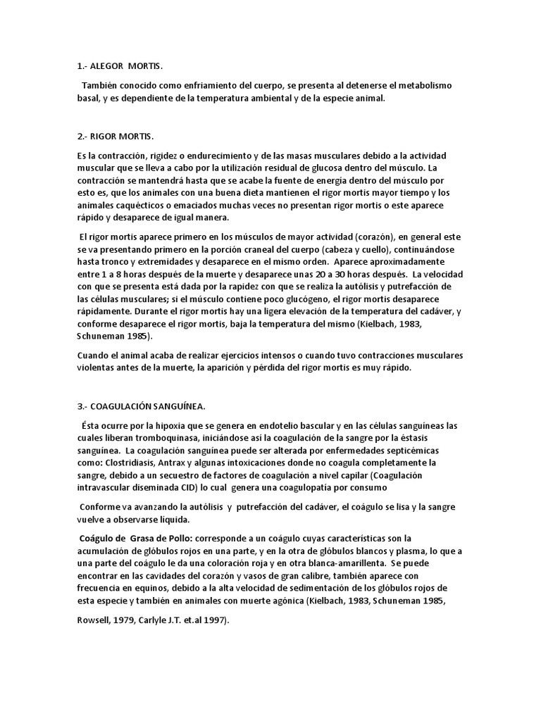 Cambios Postmortem | PDF | Músculo | Sangre