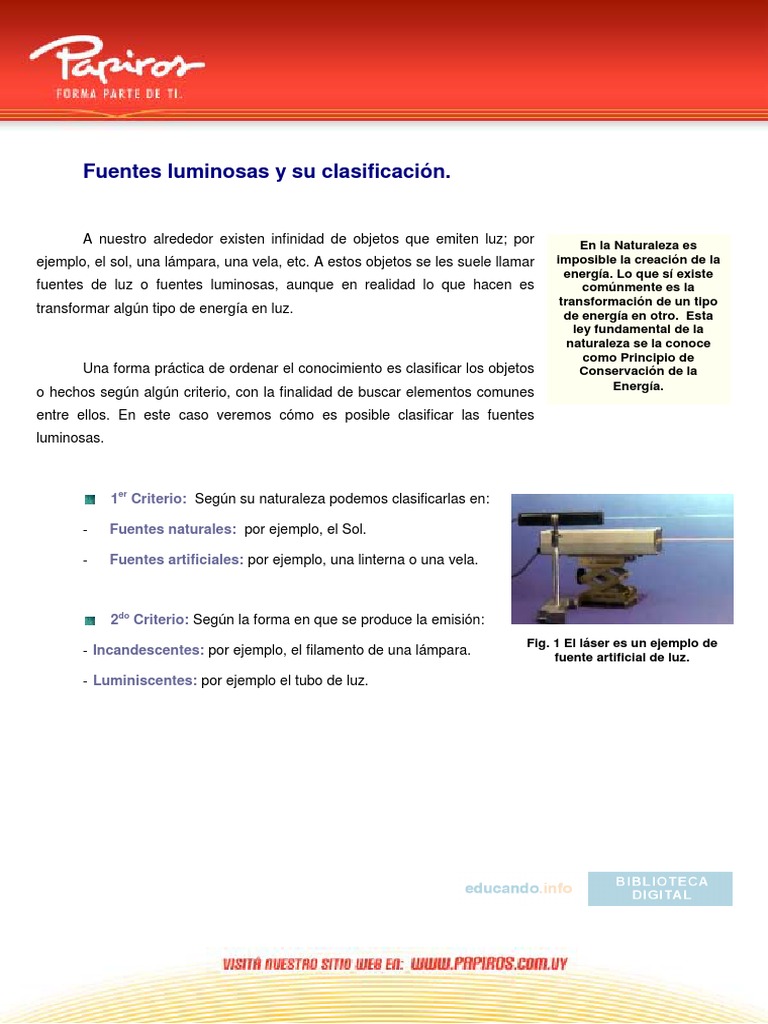 Fuentes Luminosas y Su Clasificacion | PDF
