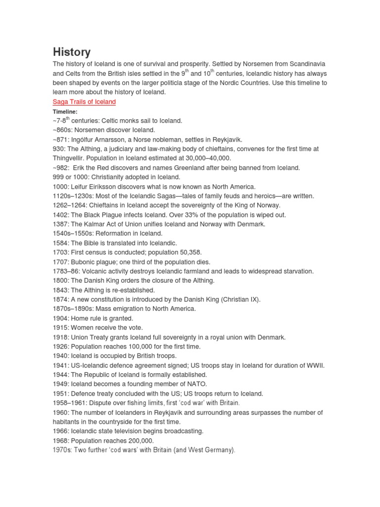 Iceland History Timeline | PDF | Iceland | Government