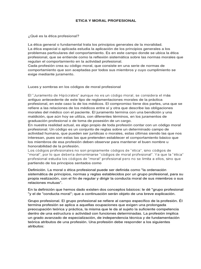 Codigos de Moral Profesional | PDF | Moralidad | Trabajo Social