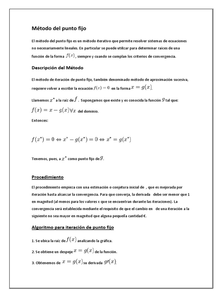 Metodo Del Punto Fijo | PDF | Algoritmos | Objetos matemáticos