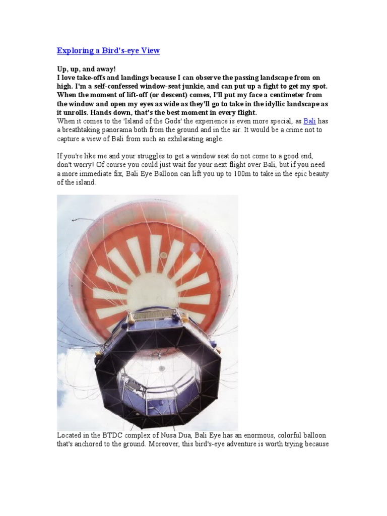 Exploring A Bird's-Eye View | PDF | Bali | Balloon (Aeronautics)