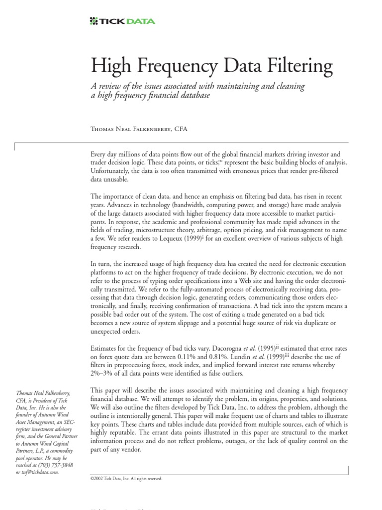 High Frequency Data Filtering | PDF | Time Series | Day Trading