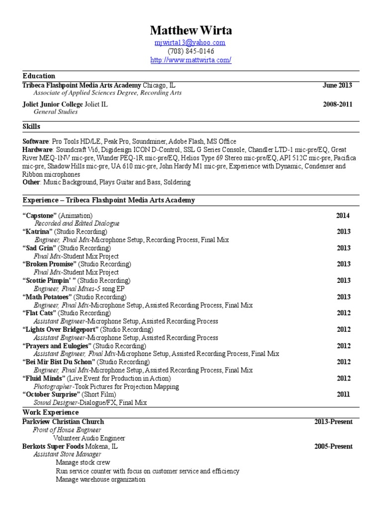 Updated Matthew Wirta Resume | PDF | Games & Activities | Computers