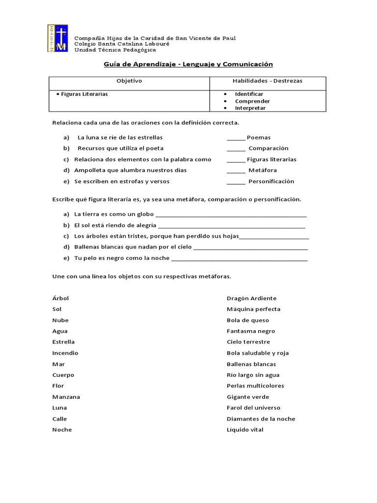 Guía de Ejercicios Metaforas