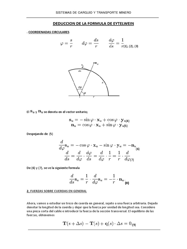 Deduccion de La Formula de Eytelwein | PDF