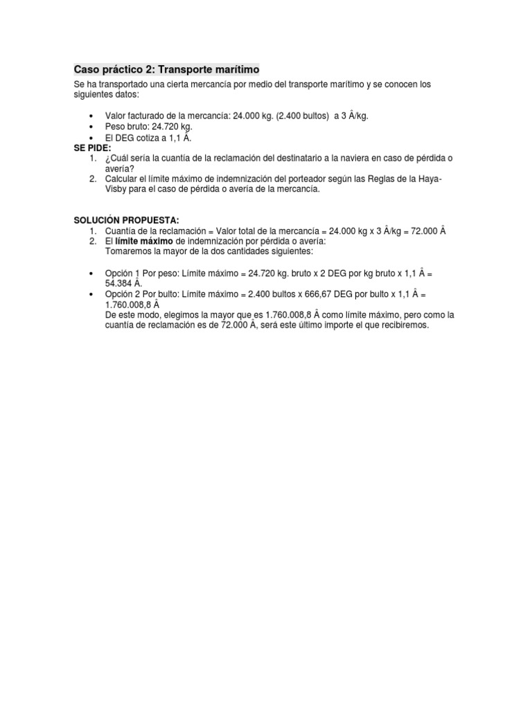 Caso Práctico de Transporte Maritimo | PDF