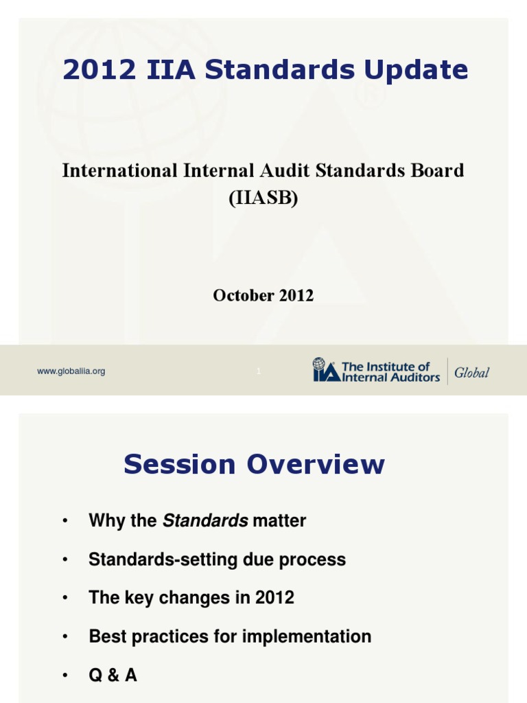 2012 IIA Standards Update | PDF | Finance & Money Management