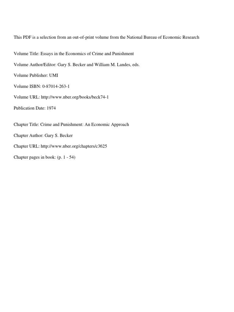 Becker On Crime and Punishment | PDF