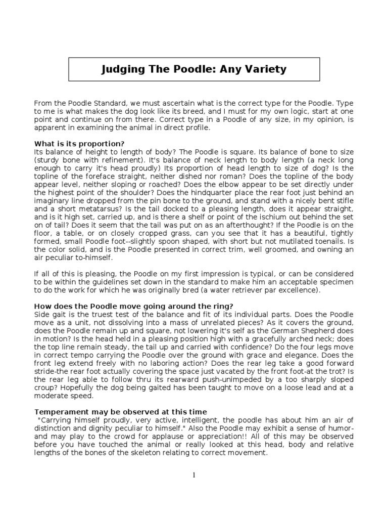 Judging The Poodle | PDF | Poodle | Horse Gait