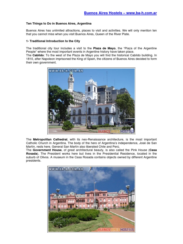 10 Things To Do in Buenos Aires WWW - Ba-H.com - Ar | PDF | Buenos ...