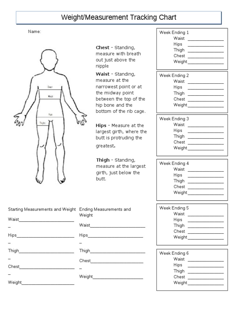 Weight-Measurement Tracking Chart | PDF | Waist | Thorax
