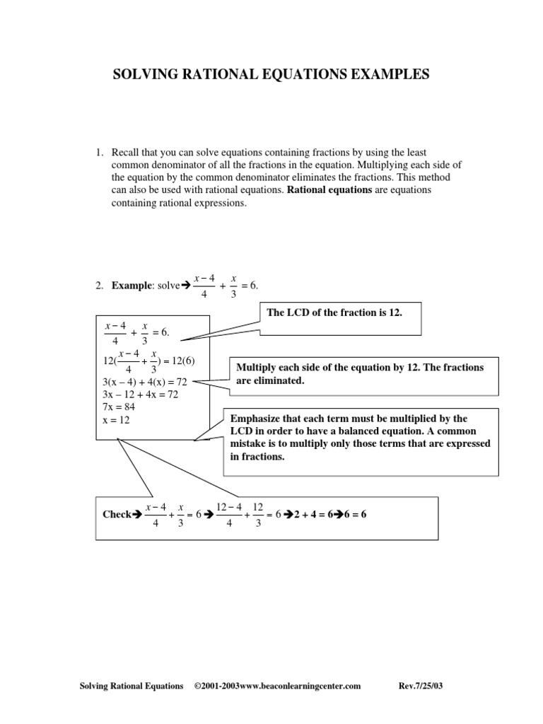 Fractional Equations Worksheet - 2 | PDF | Fraction (Mathematics ...