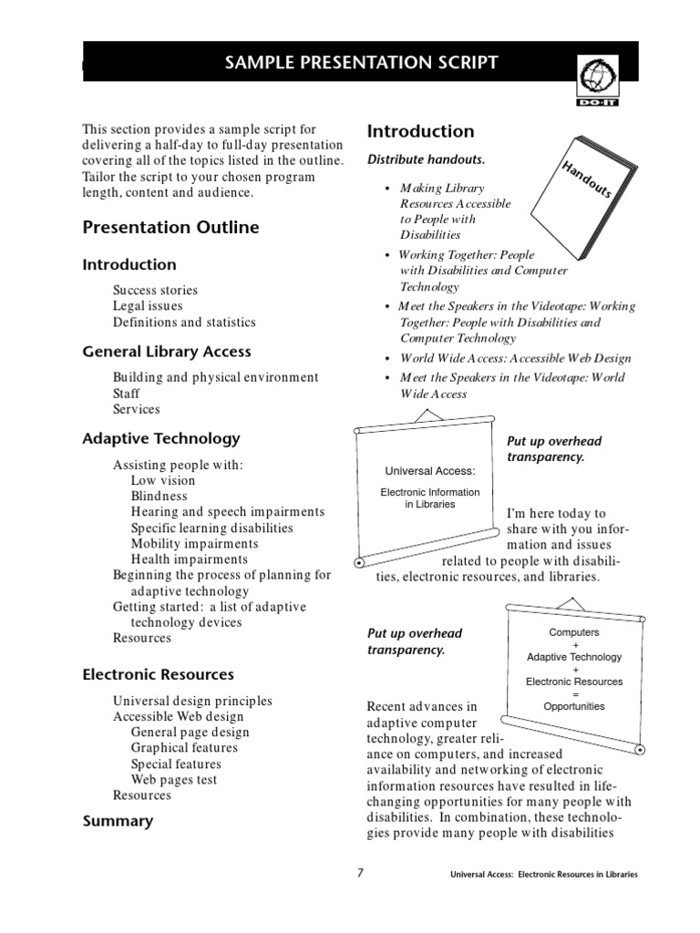 Sample Presentation Script | PDF | Accessibility | Disability