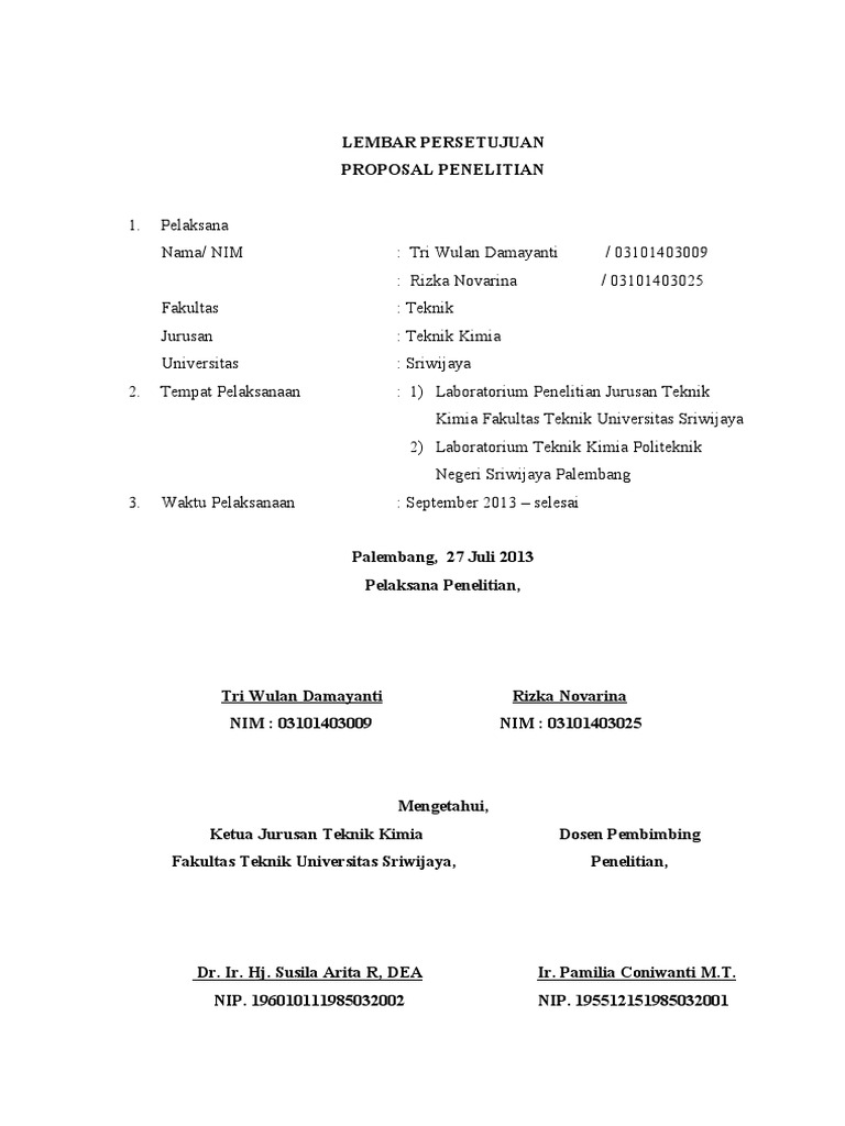 Lembar Persetujuan Proposal | PDF
