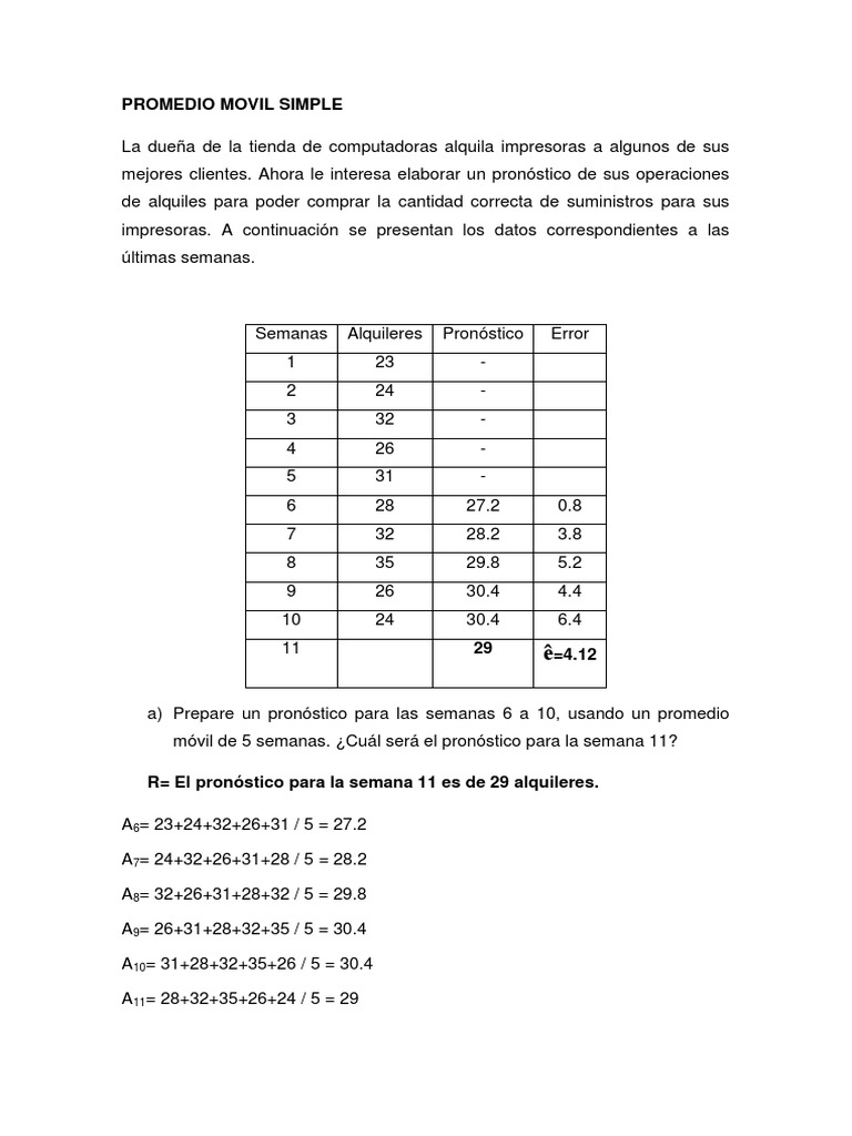 Promedio Movil Simple y Ponderado