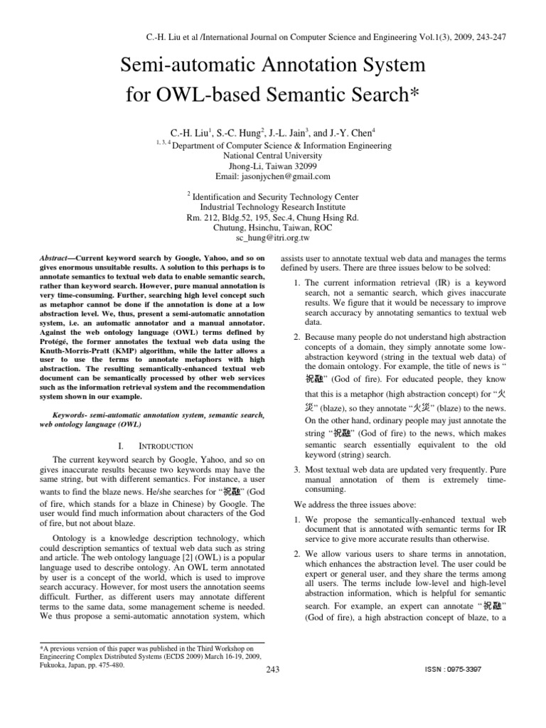 Semi-Automatic Annotation System For OWL-based Semantic Search | PDF | Application Programming ...