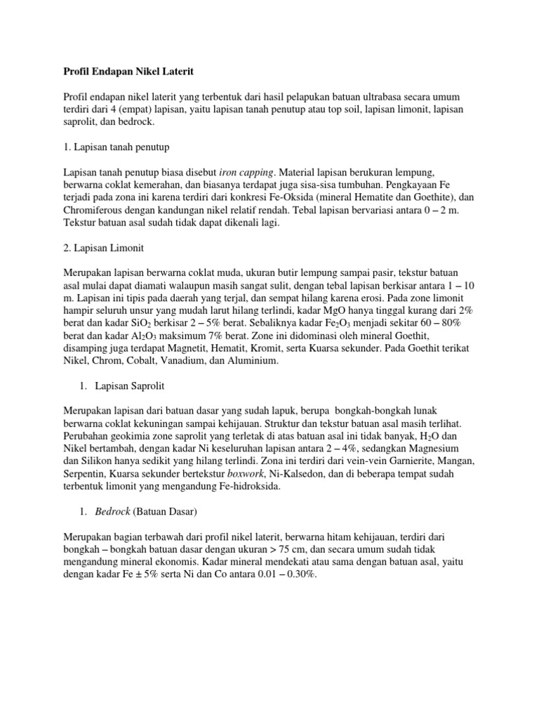 Profil Endapan Nikel Laterit 2 | PDF