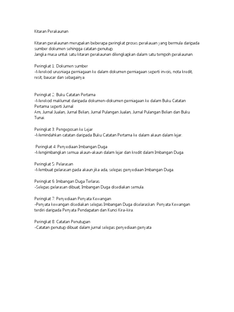 Kitaran Perakaunan + Sejarah Perakaunan (New-Tutorial 1) | PDF