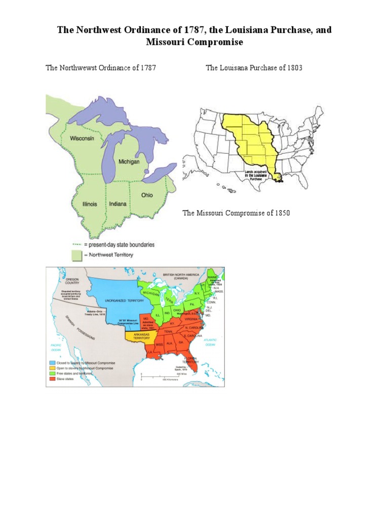 The Northwest Ordinance of 1787, The Louisiana Purchase, and Missouri ...