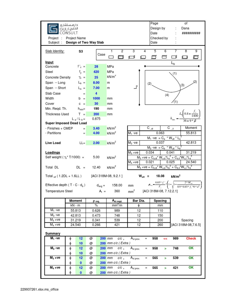Two-Way Slab Design Calculations | PDF | Structural Engineering ...