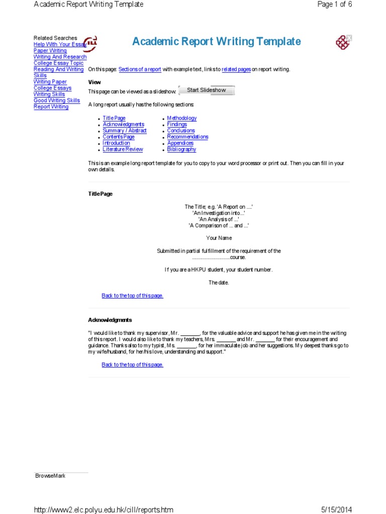 Academic Report Writing Template | PDF | Essays | Abstract (Summary)