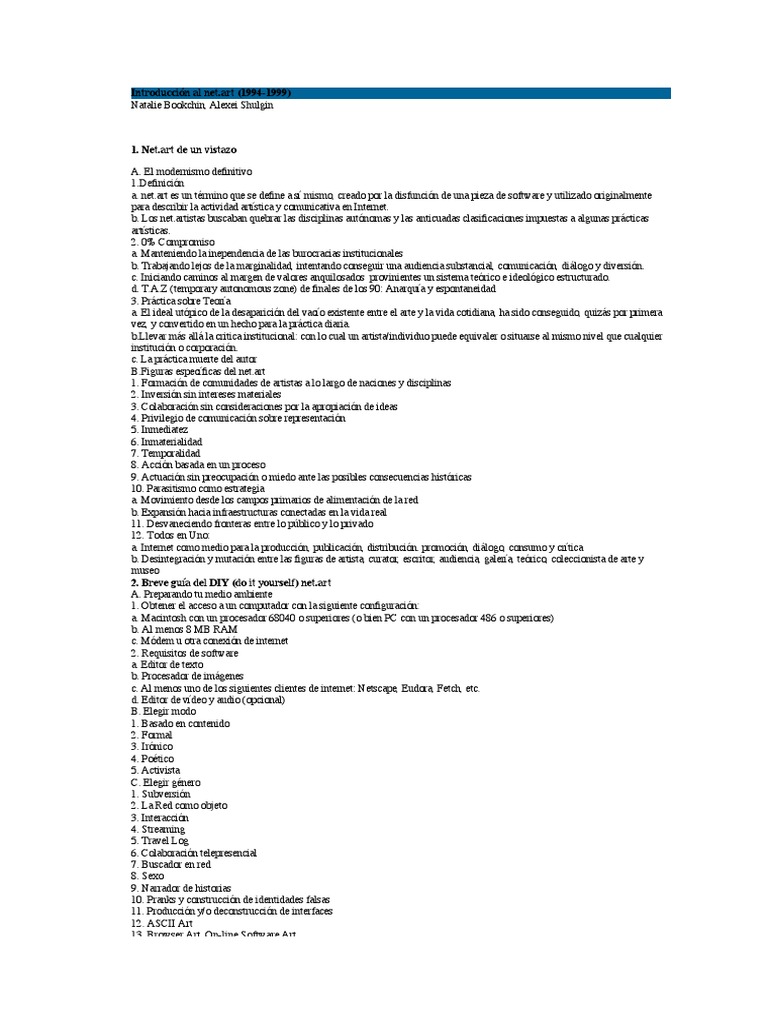 Alexei Shulgin Net - Art de Un Vistazo | PDF | Internet | Hazlo tu mismo