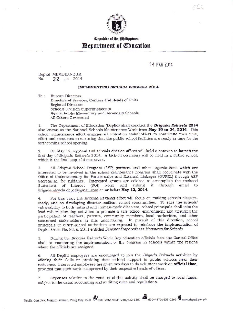 DepED Memo No.32 s.2014 | PDF | Science & Mathematics