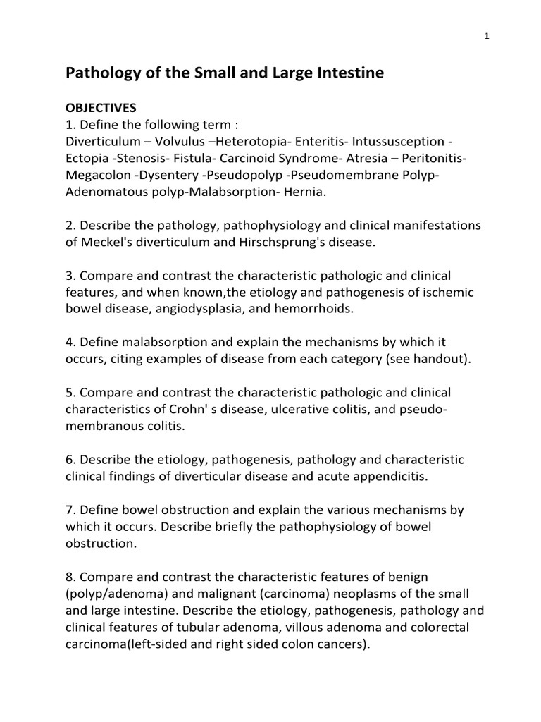 2014 - Lecture - Pathology of The Small and Large Intestine | PDF ...