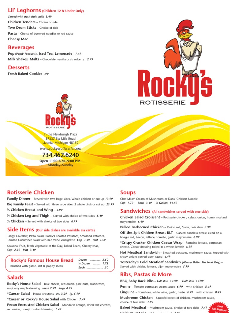 Rockys Menu | PDF | Coleslaw | Salad