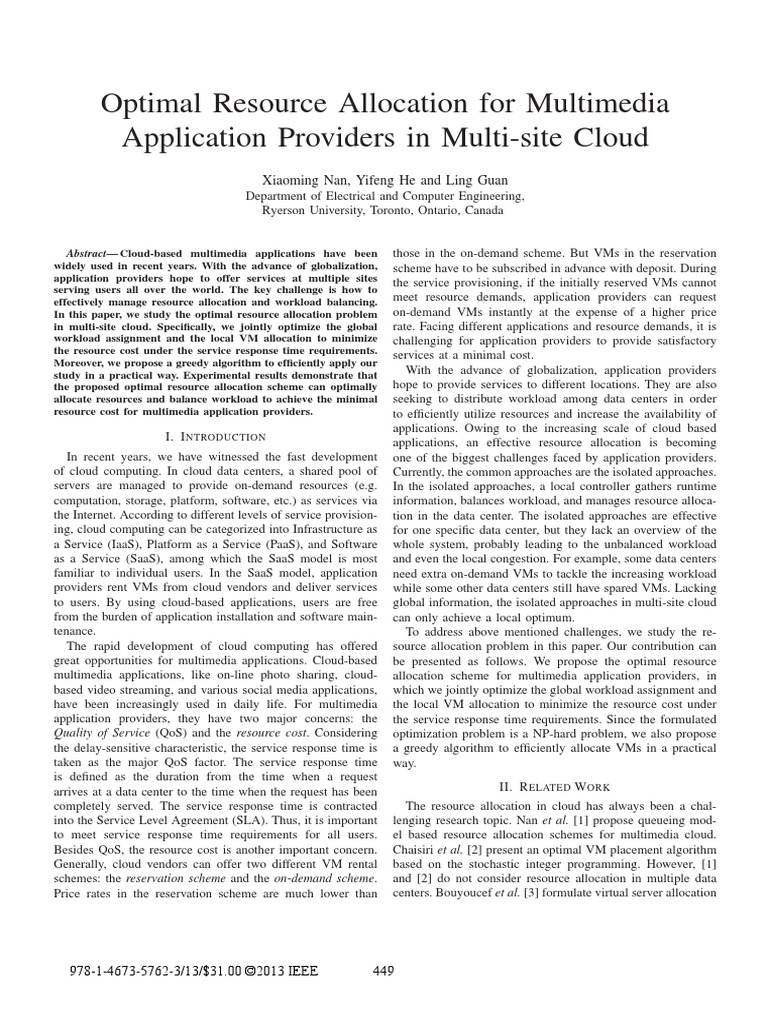 Cloud Resource Allocation Pdf Software As A Service Cloud Computing