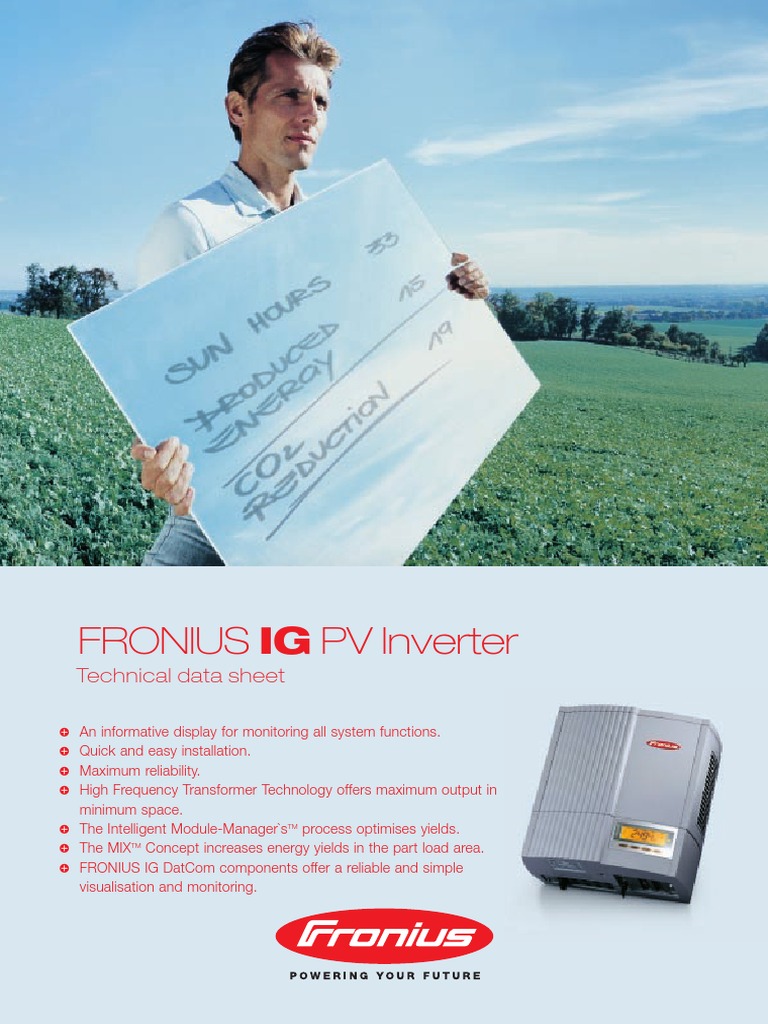 Fronius Ig PV Inverter: Technical Data Sheet | PDF | Power Inverter ...