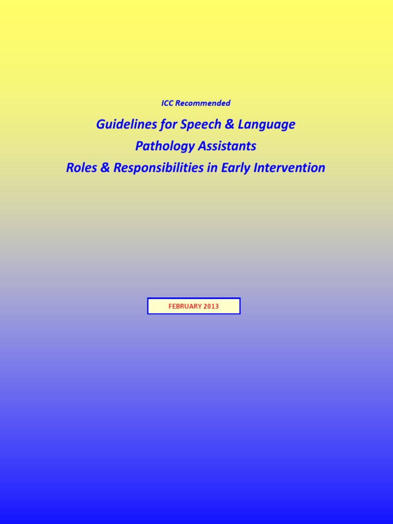 Guidelines For Speech & Language Pathology Assistants Roles ...