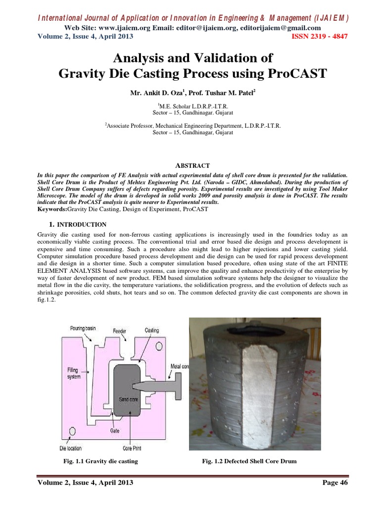 Analysis and Validation of Gravity Die Casting Process | PDF | Casting (Metalworking) | Computer ...