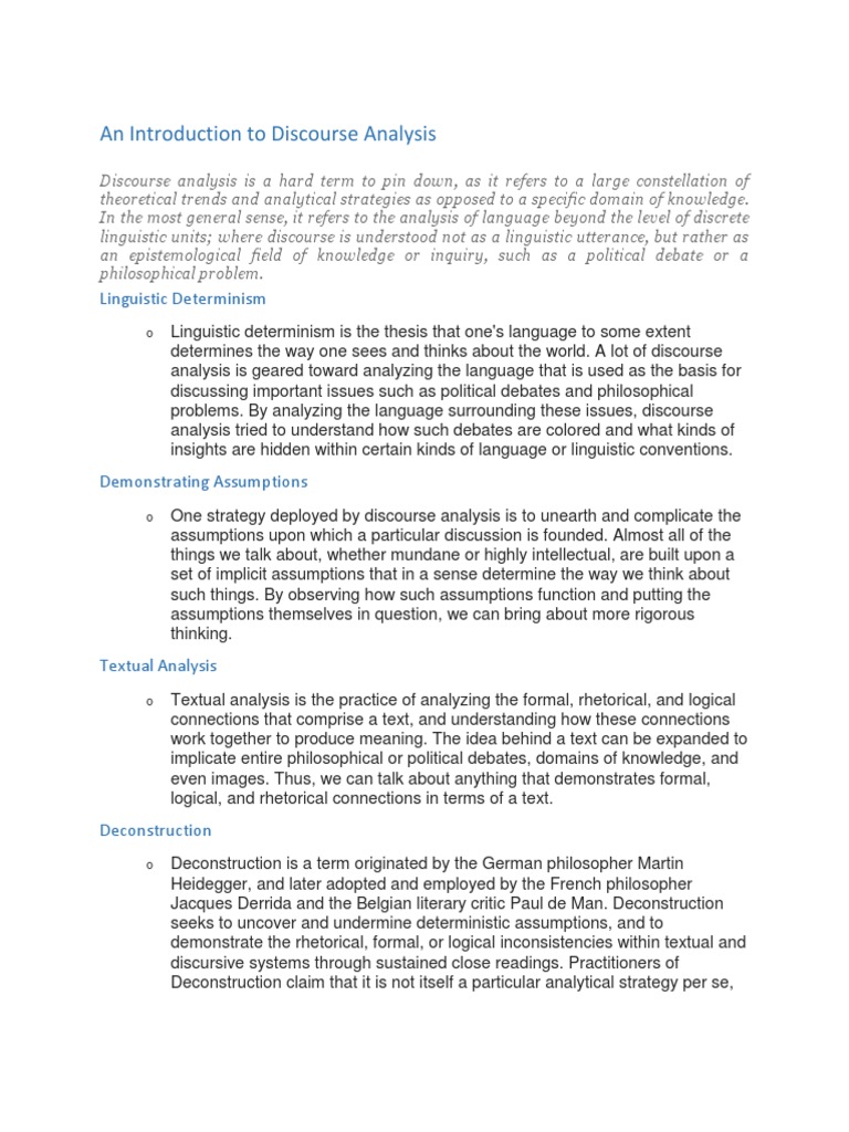 An Introduction To Discourse Analysis | PDF | Discourse | Deconstruction