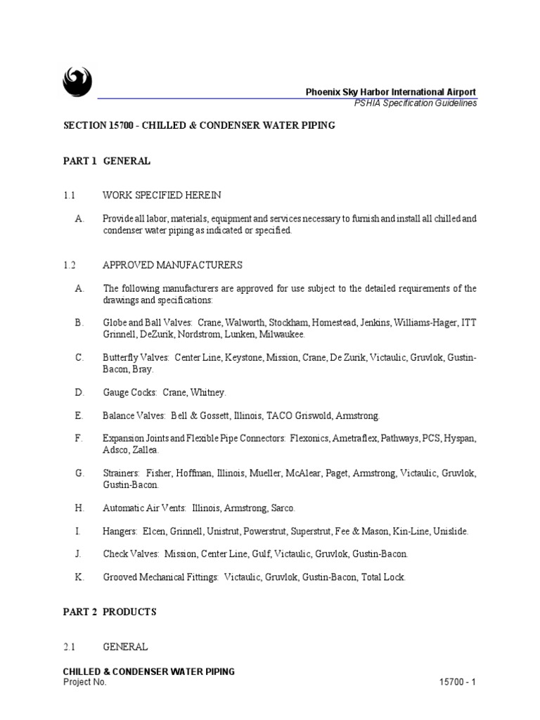 Chilled & Condenser Water Piping Specs | PDF | Pipe (Fluid Conveyance ...