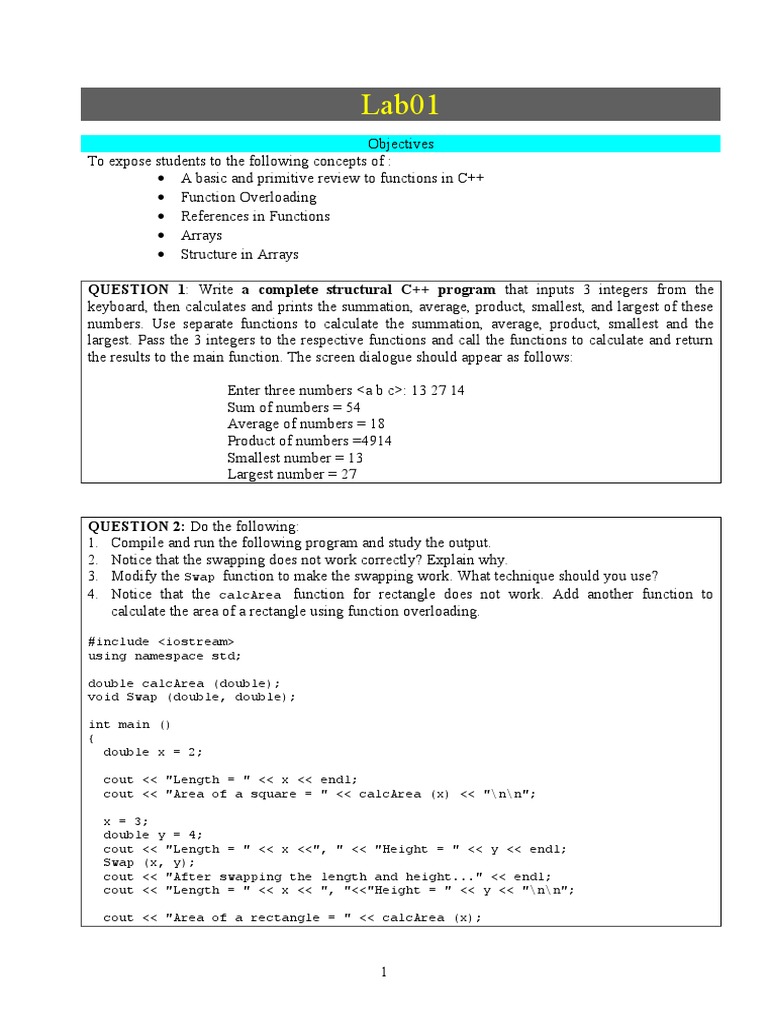 Lab 01 Introduction1v2 | PDF | Integer (Computer Science) | Integer Lab 01 Introduction1v2 | PDF | Integer (Computer Science) | Integer
