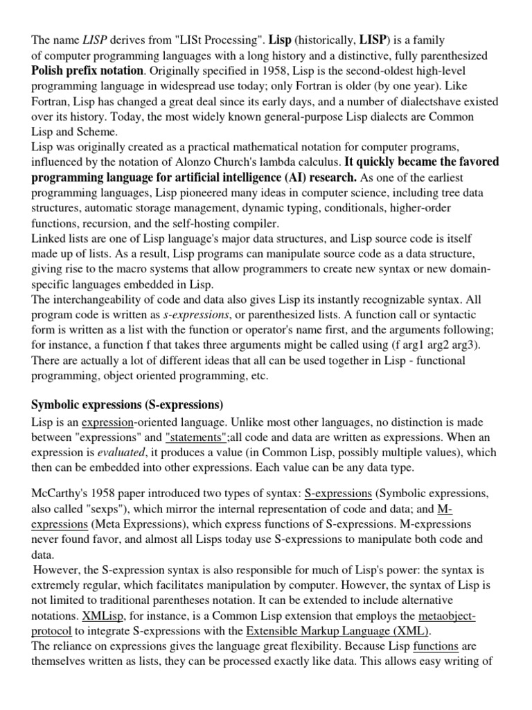 An In-Depth Look at Lisp: Its History, Core Concepts, and Powerful Functional Programming ...