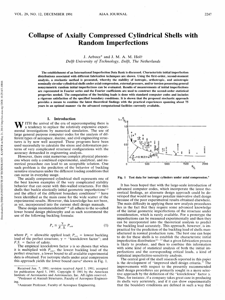 Elastic Stability of Thin - Walled Cylindrical and Conical Shells Under Axial Compression | PDF ...