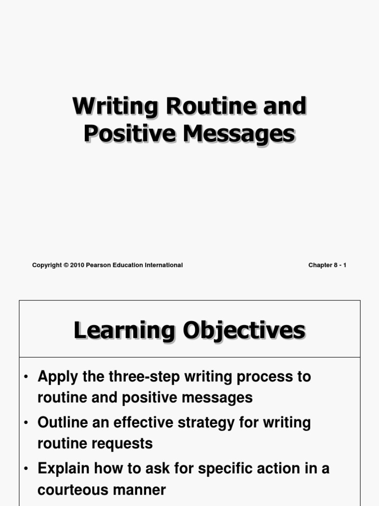 Writing Routine and Positive Messages: Chapter 8 - 1 | PDF | Copyright ...
