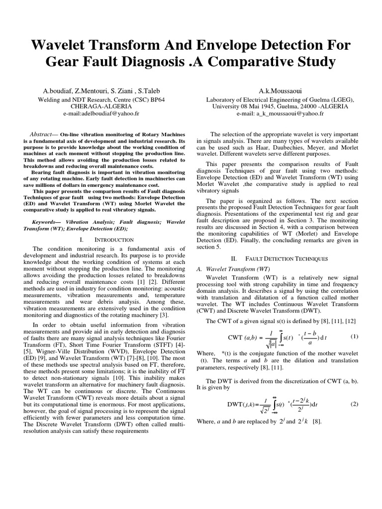 Wavelet Transform | PDF | Wavelet | Signal Processing