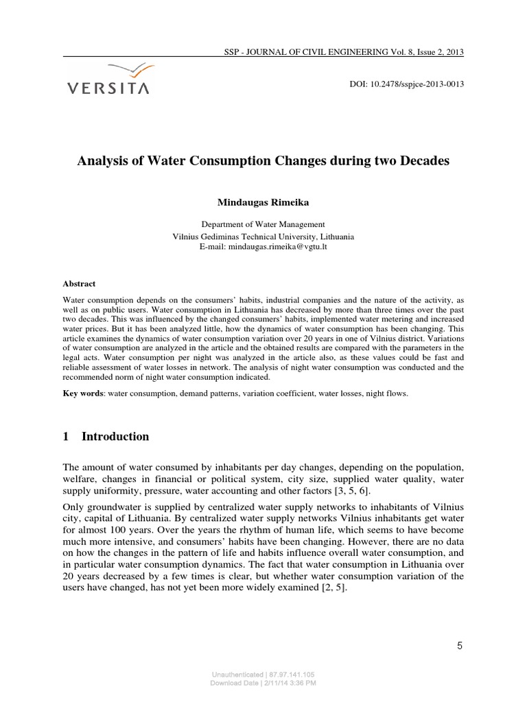 Analysis of Water Consumption Patterns and Trends in Vilnius, Lithuania ...